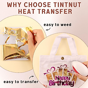 Tintnut Metallic Heat Transfer Vinyl Bundle Chrome HTV Vinyl,12 Sheets 12"x 10" Foil Holographic Gold Iron On Vinyl for Compatible with Cricut or Silhouette Cameo