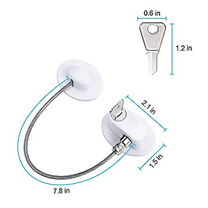 2 Pcs Fridge Lock, Refrigerator Lock for Children, Mini Fridge Locks for Kids, Freezer Lock, Used in Refrigerator Door, Cabinets, Drawers, Toilet Seat (White, 2.1inch x 1.5inch)
