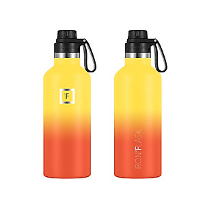 IRON °FLASK Sports Water Bottle - 3 Lids (Narrow Spout Lid) Leak Proof Vacuum Insulated Stainless Steel - Hot & Cold Double Walled Camping & Hiking Hydration Canteens - Fire, 32 Oz