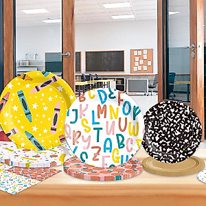 CMUSKO 60Pcs School Plates and Napkins-Back to School Decorations Ruler Apple Alphabet First and Last Day of School Preschool Kindergarten Graduation Tableware Deorations
