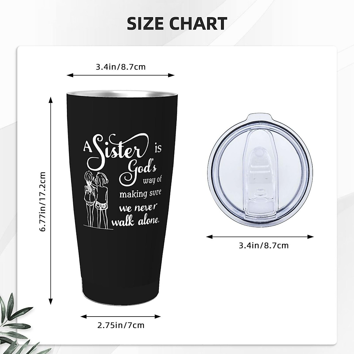 Yipaidel A Sister is God's Way of Making Sure 20 OZ Vacuum Insulated Tumblers Lids Mug, Mothers Day Christmas Birthday Gifts Mug for Grandma Mom Mama Grandmother Aunt Women, Gifts From Daughter