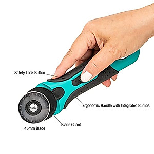 SINGER ProSeries 45mm Stick Rotary Cutter with Ergonomic Handle and 45mm Blade Replacement, Includes 2 Blades