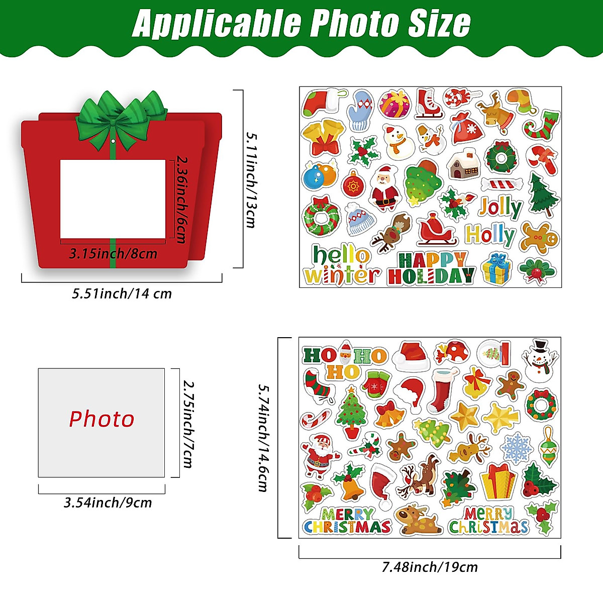 Kepeel 30 Packs Christmas DIY Picture Frames Craft Kit for Kids, Xmas Present Box Photo Frames Ornaments for Christmas Tree Party Decorations Favor Winter Art Gift Classroom School Home Activities