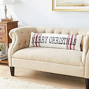 Mud Pie Merry Christmas Long Pillow, White, 11" x 35"