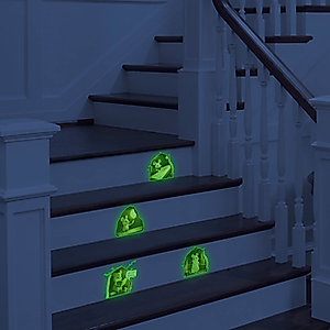 Robmoda 3D Mouse Hole Wall Sticker Glow in The Dark, Mouse Reading Book Fun Art Wall Decal, Peel and Stick Nursery Kids Room Decor, Classroom, Bedroom, Bookcase Decoration