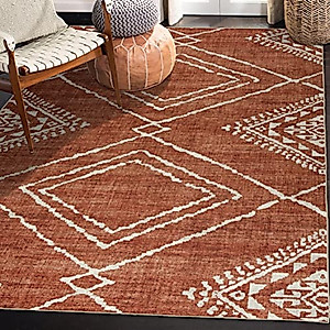 ReaLife Machine Washable Rug - Stain Resistant, Non-Shed - Eco-Friendly, Non-Slip, Family & Pet Friendly - Made from Premium Recycled Fibers - Moroccan Diamond - Orange, 2'6" x 6'