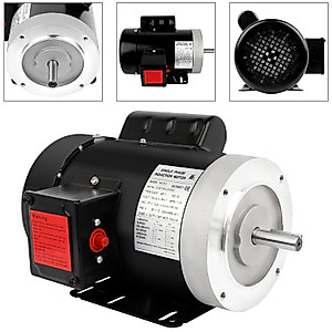 1 HP Electric Motor, 1750RPM General Purpose Motor, Single Phase Motor 56C Frame 13.6/6.8A 115/230V TEFC CW/CCW for Air Compressor and General Equipment