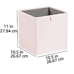 Amazon Basics Collapsible Fabric Storage Cube Organizer Bins - Pack of 6, Peony Pink, 10.5x10.5x11"