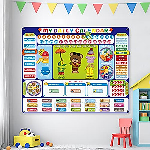 My Daily Calendar Felt Board for Kids Preschool Classroom Calendar 3.5Ft Circle Time Learning Center All About Today Activities Bear Dress Emotion Weather Season Days of the Week for Toddlers Learning