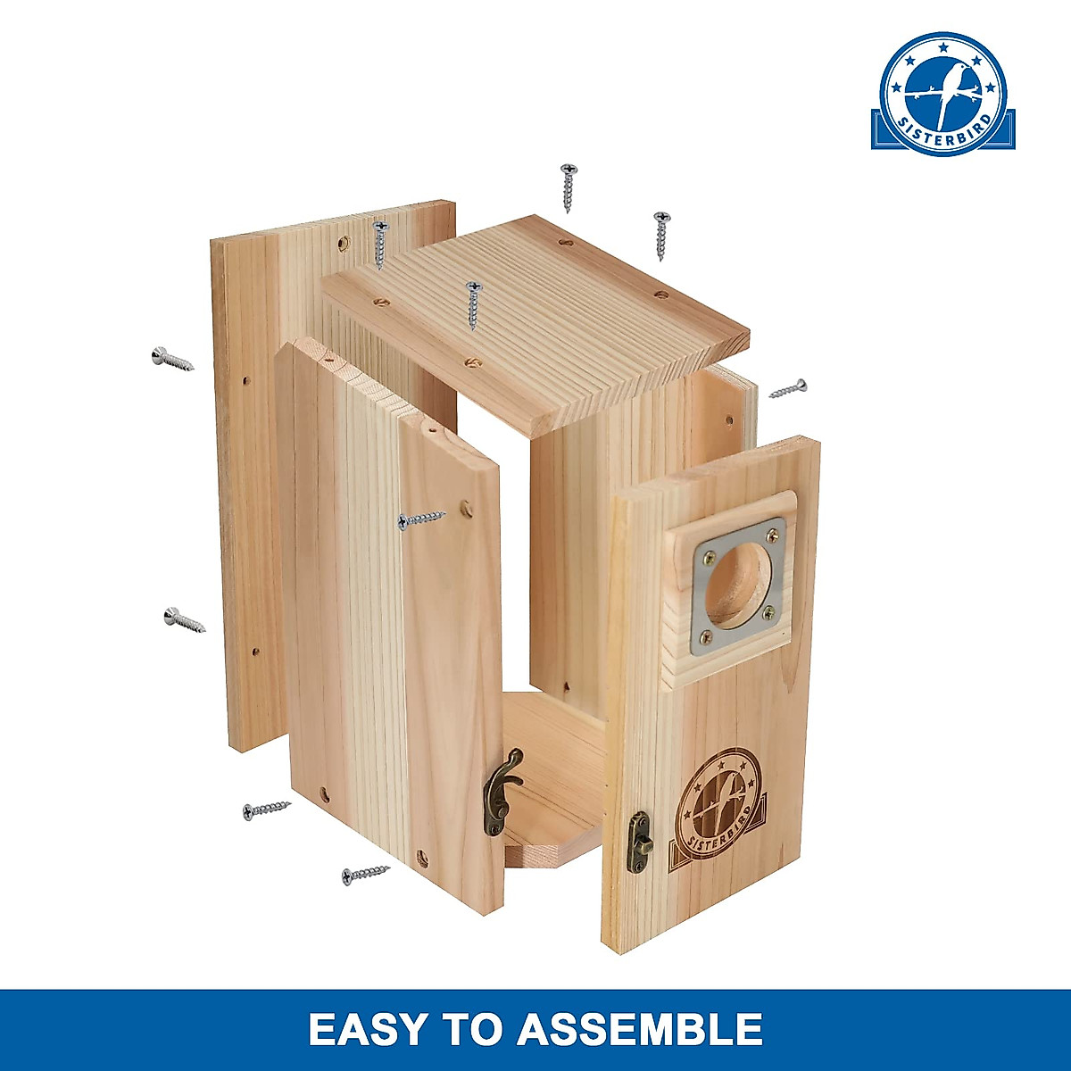 SISTERBIRD Bird Houses for Outside 1-1/2” Entrance Hole Cedar Birdhouses with Metal Guard Outdoor Bluebird Wren Swallow Finch Asssembly Required