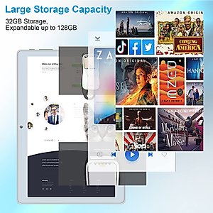SZTPSLS 10.1 inch Tablet Android 10 Octa-core Processor 32GB Storage HD Touchscreen Tablets, 2MP+5MP Dual Camera, 1280x800 IPS Display, Support 4G Phone Call, Wi-Fi, Bluetooth