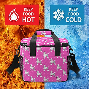 White Standart Poodle Cooler Bag Insulated Large Leakproof Portable Cooler/Thermal Pack Meal Tote for Adult Men Women