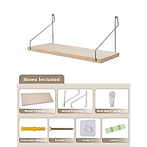 HOMESAN Floating Shelves Set of 2, Bathroom Shelves, Wall Shelves for Bedroom, Floating Shelf for Wall Decor