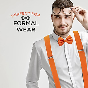 Man of Men - Men's Orange Bowtie & Suspender Set