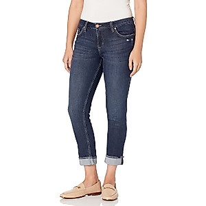 Riders by Lee Indigo Women's Fringe Cuff Boyfriend Jean, Dark, 16