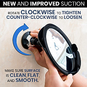 MIRRORVANA Dual Antifog Shower Mirror for Shaving - Shatterproof Mirror with Razor Holder, Upgraded Suction, 360° Swivel (8" Round, Black)