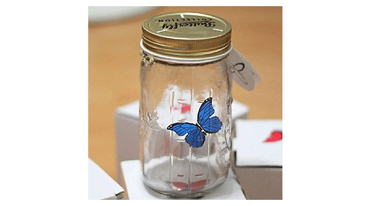 Yellow Butterfly Collection Jar - Animated, Interactive Decor