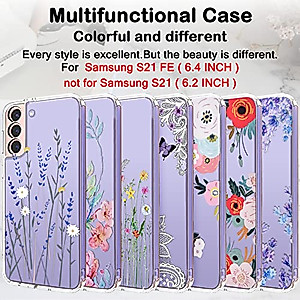 White Lace Case for Samsung Galaxy S21 FE 5G,Butterfly Floral Flower Pattern for Women Girl Glitter Clear Ultra Slim Soft Silicone TPU Protective Cover Compatible for Samsung Galaxy S21 FE 6.4INCH