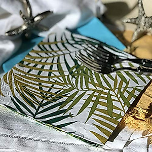 The Palm Leaf Napkins, 3 Packs of 20, 3 Ply Paper, Luncheon Size 6 3/4 x 6 3/4 Inches, 3 Vibrant Patterns: Palms and Leaves, Palm Fronds and Green Leaf and Purple Blossoms
