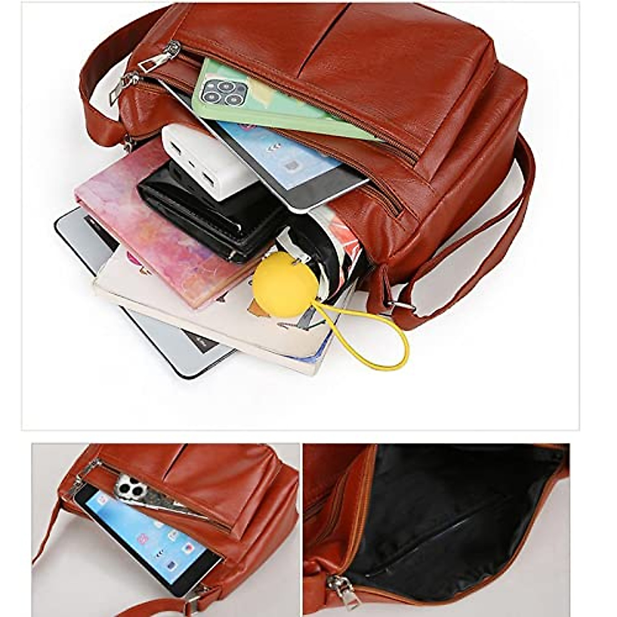 HPWRIU Mens Shoulder Bags Casual Leather Fashion And Retro Versatile Leather Bag Handbags for Women Shoulder Bags