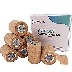 Self Adhesive Wrap Cohesive Wrap Bandages 6 Count 3" x 5 Yards, Medical Tape, Adhesive Flexible Breathable First Aid Non Woven Rolls, Stretch Athletic, Ankle Sprains & Swelling, Sport