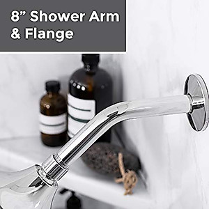 VETTA 8 Inch Shower Arm and Flange, Stainless Steel Construction, Shower Head Extension Extender Pipe Arm, Chrome Finish