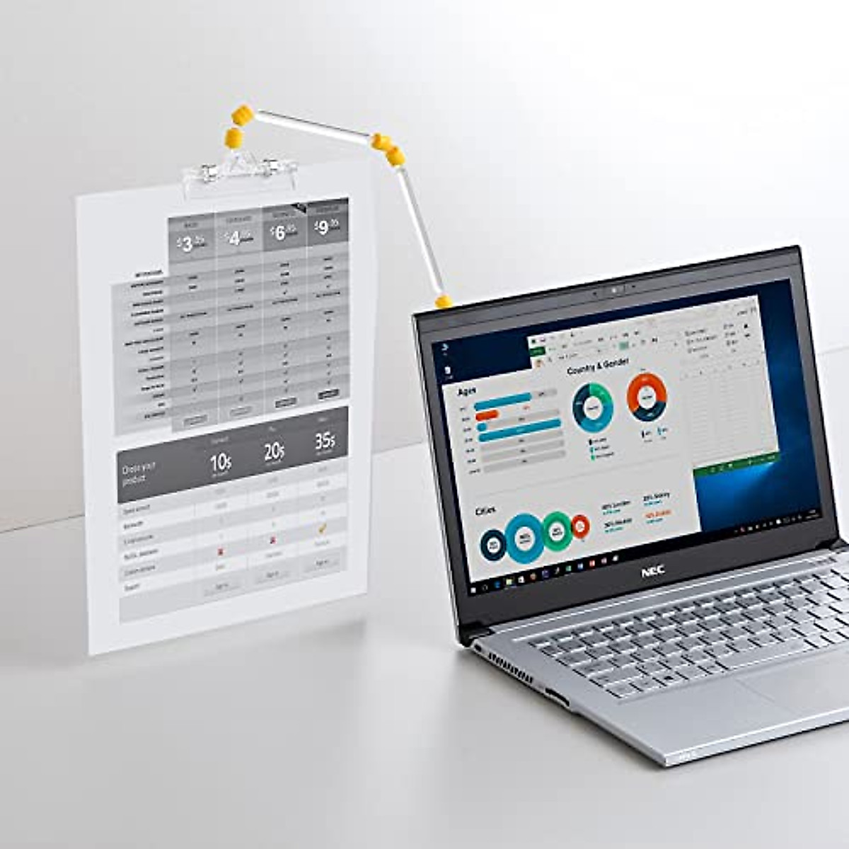 Sanwa Supply DH-208N2 Data Holder (Arm 3 Joints), Clear