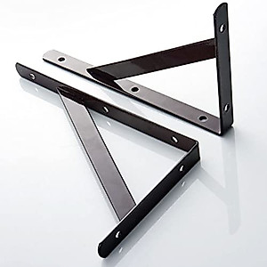 Heavy Duty Shelf Brackets, 8 in X 5 in Wall Mount L Steel Bracket for Floating Shelf, Black, 4Pack