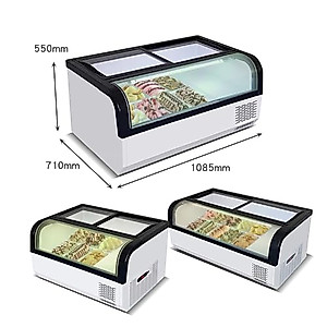 Commercial Gelato Display zer with LED Lighting, 6-Pan Ice Cream Dipping Cabinet, Clear Top and Front, Fast Cooling Small Size, Ideal for Ice Cream Shops and Cafes, White Finish