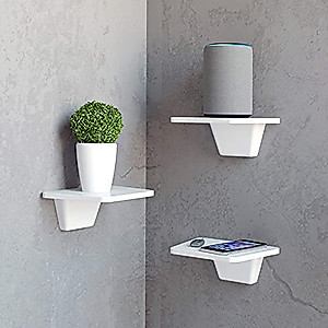 Fytz Design Set of 2 Small + Set of 2 Regular White Floating Shelves for Living, Bedroom, Office, Bathroom, and Kitchen