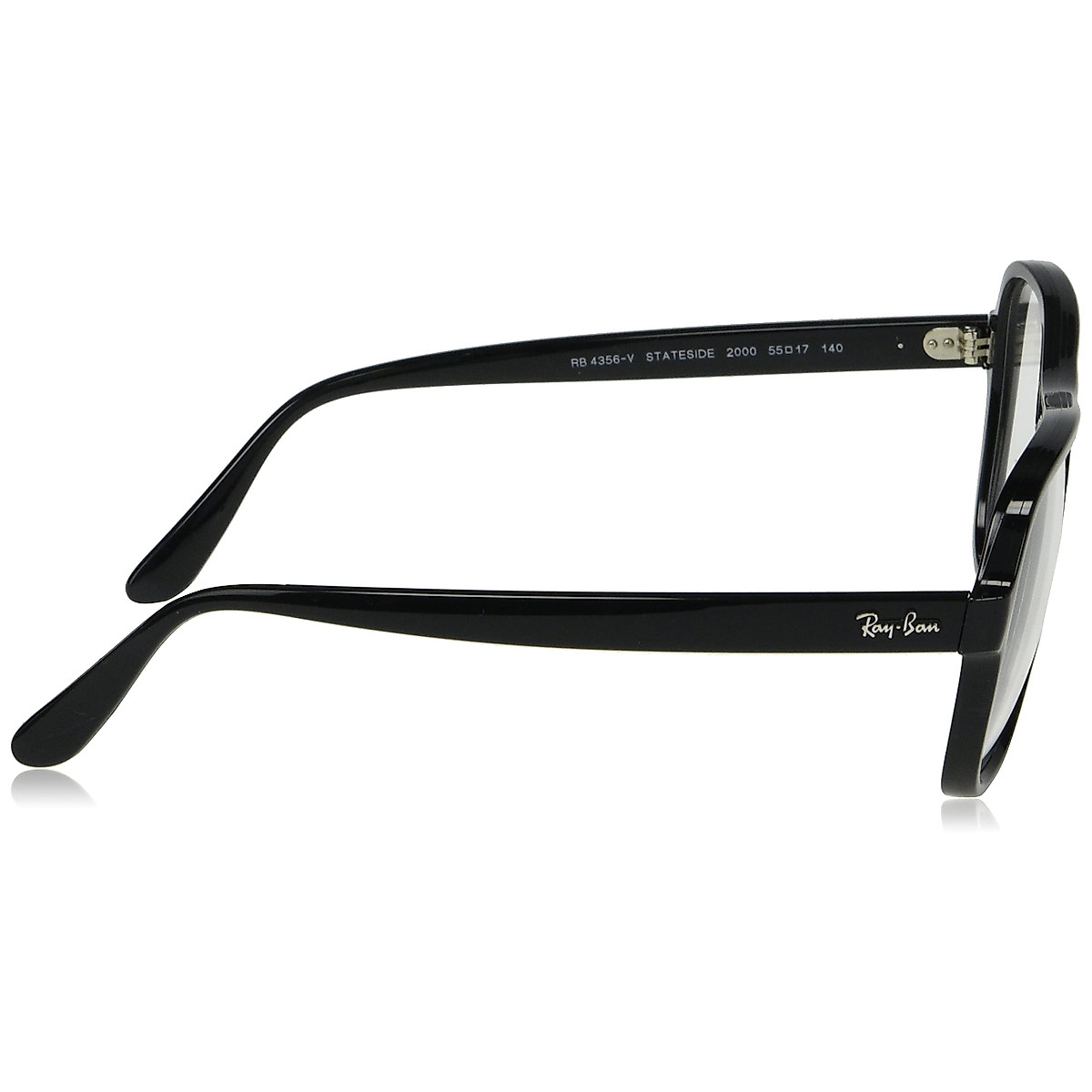 Ray-Ban RX4356V Stateside Square Prescription Eyewear Frames, Black/Demo Lens, 58 mm