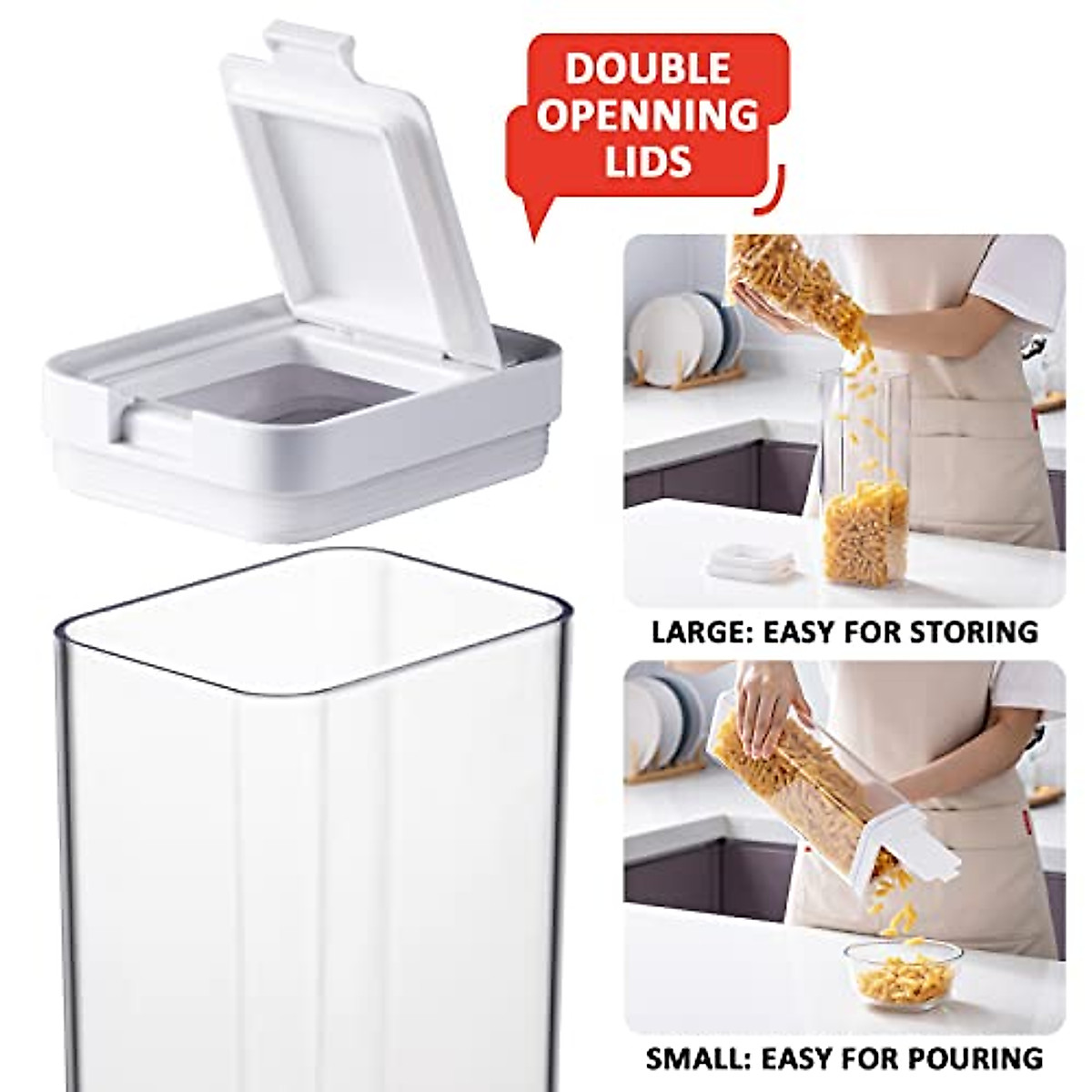 TAILINK Food Storage Containers 4 Pieces, BPA Free Plastic Airtight Food Storage Containers with Lids, Extra Large Tall Kitchen Pantry Organization and Storage for Dry Food, Flour, Sugar and Cereal