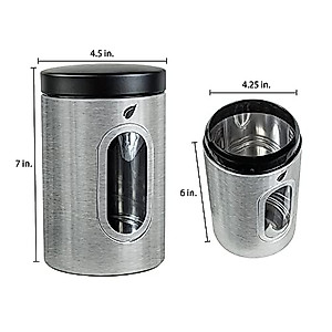 Self-Care Stainless Kitchen Canisters - Modern Kitchen Decoration of Canister Set with Multiple Preservation Purposes by Tight Sealed Lids, Good for Wedding Gifts Kitchen Canisters Set of 3(SC-001)