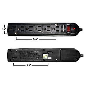 Weltron - 6 Outlet Surge Protector Power Strip 10 ft. Black (WSP-600PLF-10BK)