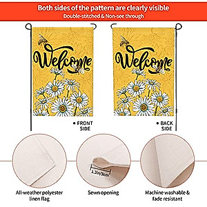 Daisy Yellow Welcome Garden Flag Bee Farmhouse Yard Outdoor Decorative Burlap 12 X 18 Inch Small Vertical Double Sided Seasonal Holiday Decor