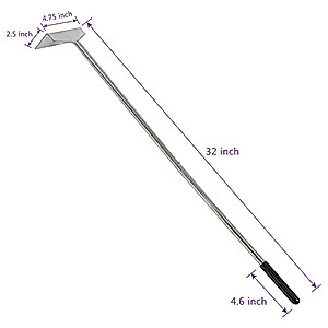 OLIGAI Charcoal Rake for Grill,Ash Rake for Kamado Joe and Other Charcoal Grills,Big Green Egg Accessories,32" Inch Stainless Steel Ash Poker Cleaning Tool,Tool to Push the Charcoal Fire in the Oven