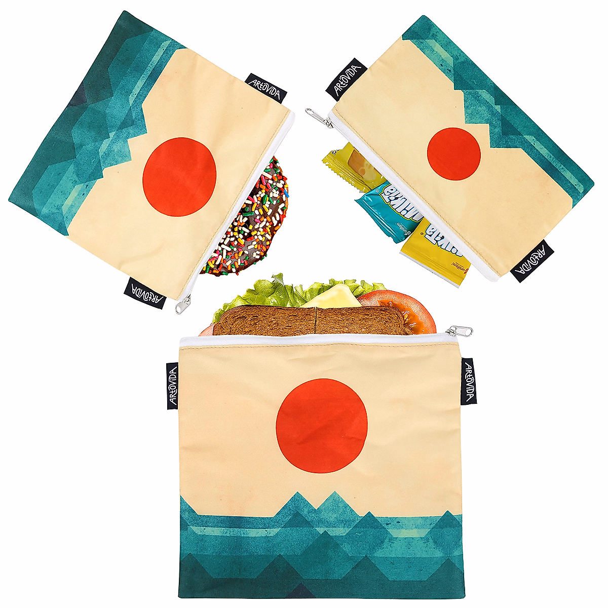 Artovida Artists Collective Lunch Baggies | Snack and Sandwich Bags with Zipper - Improved Dual Layer Design by Budi Kwan (Indonesia) The Ocean, the Sea, the Wave