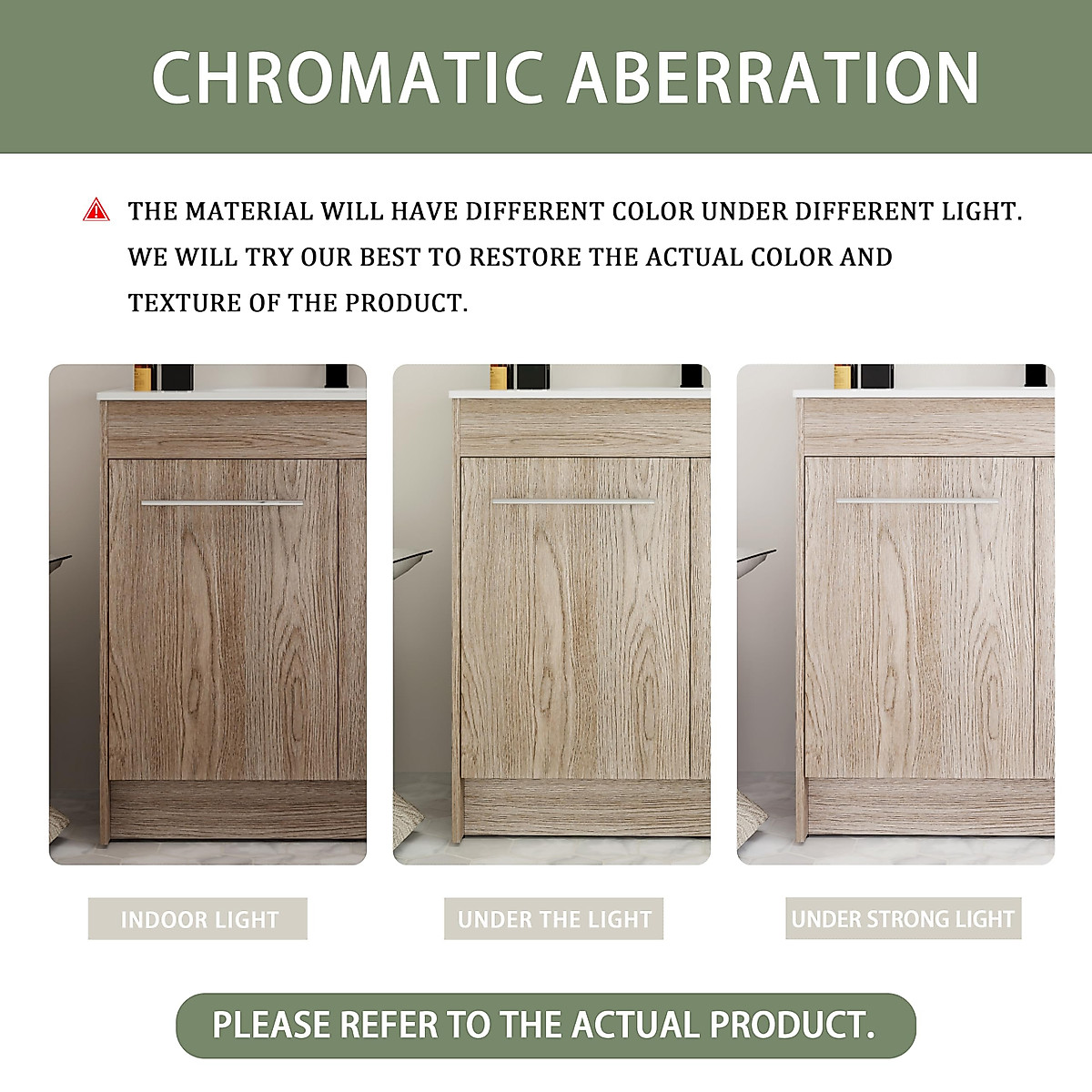 QuixotYDDZ 36" Bathroom Vanity with Sink, Freestanding Bathroom Sink Vanity with White Gel Basin Sink Top, Bathroom Storage Cabinet with 1 Adjustable Shelf for Small Space, White Oak