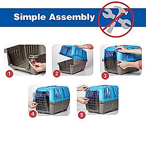 MidWest Homes for Pets Spree Travel Pet Carrier, Dog Carrier Features Easy Assembly and Not The Tedious Nut & Bolt Assembly of Competitors, Blue, 24-Inch Small Dog Breeds (1424SPB)