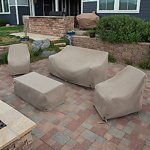 Modern Leisure Garrison Patio Loveseat Cover - Weather-Resistant Fabric - Outdoor Furniture Protection Perfect for Patio, Deck, and Porch - 66"L x 40"W x 39"H - Sandstone