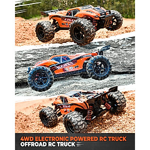 BEZGAR HM181 Hobby Grade 1:18 Scale Remote Control Monster Vehicle Trucks - 4WD Top Speed 35 Km/h All Terrains Off Road RC Truck, Waterproof RC Car with 2 Rechargeable Batteries for Kids and Adults