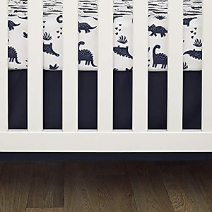 Carter's Dino Adventure Gray and Blue 3 Piece Crib Bedding Set - Comforter, Fitted Crib Sheet, and Crib Skirt