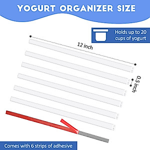 DLUGOPIS 6 Pcs 20 Capacity Fridge Yogurt Organizer Yogurt Fridge Holder Yogurt Storage with Self Adhesive Tapes Yogurt Container for Fridge 3.75 Inch Multiple Sizes Yogurt Refrigerator, white
