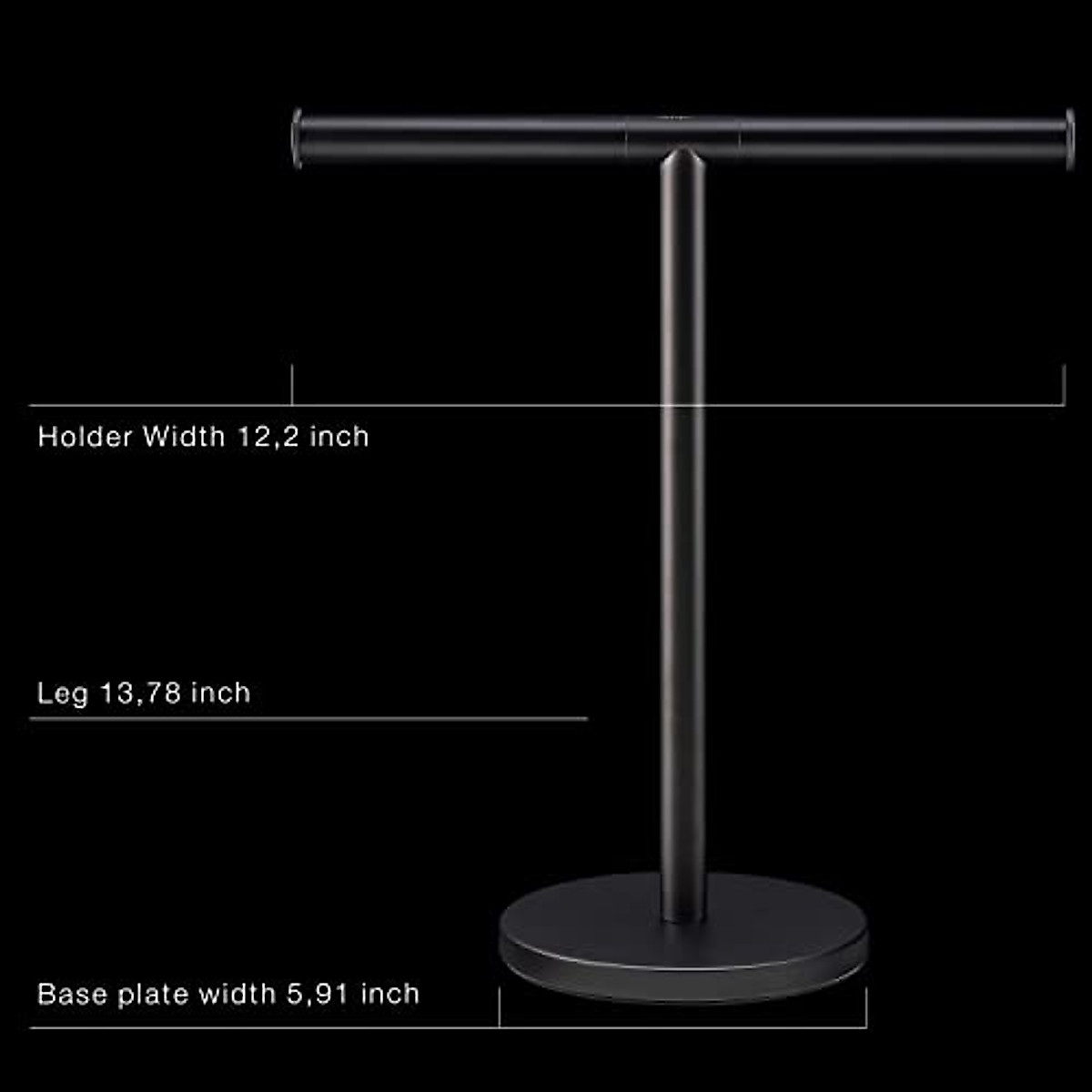 Debodda Modern Hand Towel Stand for Bathroom, Kitchen or Vanity, Height 13.78”, Free Standing Matte Black Countertop Rack with Balanced Base, Perfect Hand Towel Holder, Dual Washcloth Display