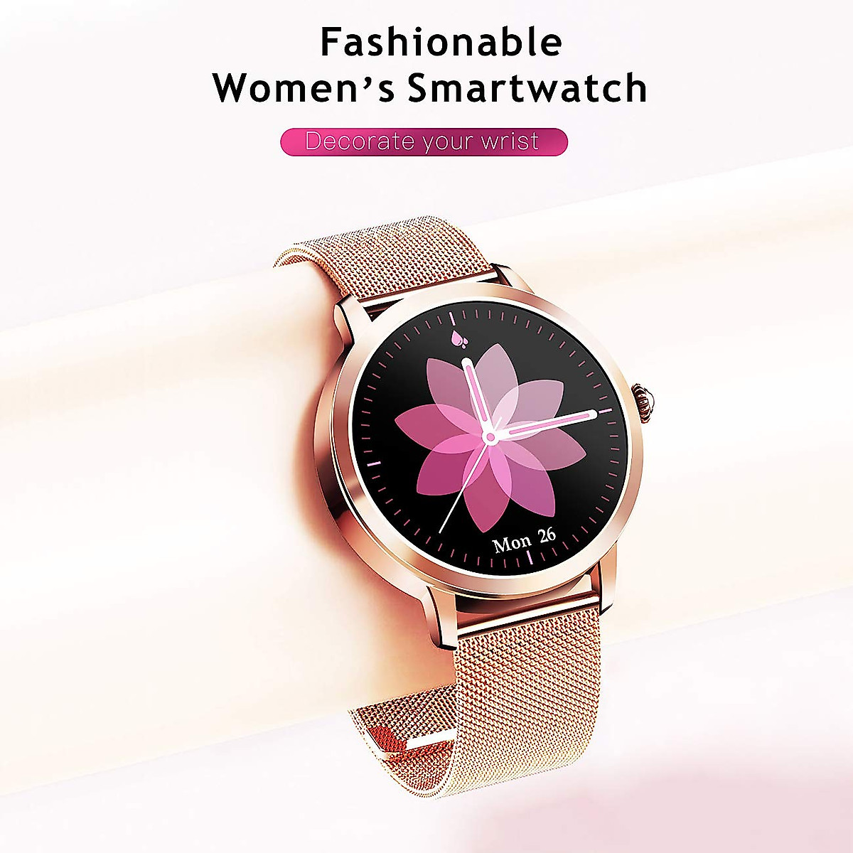 Smart Watch for Women, RAIMI Fashion Fitness Watch with Heart Rate Blood Pressure Sleep Tracker Pedometer Multiple Sport Modes, Waterproof, Sport SmartWatch Sync with Google Fit, iOS & Android App