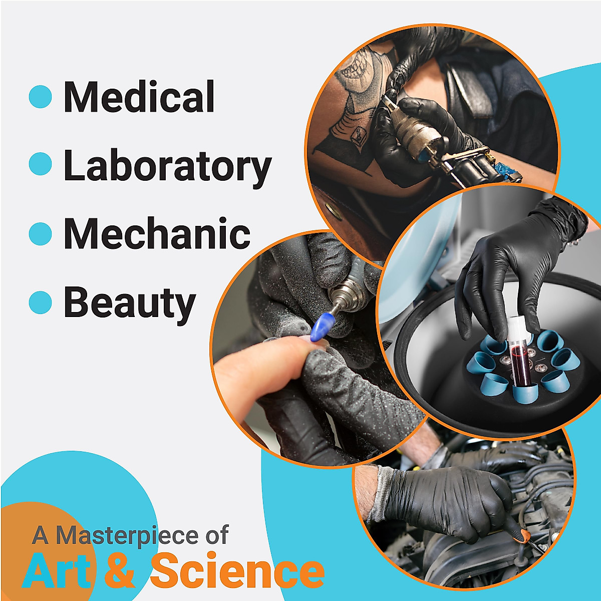 ASAP Black Nitrile Gloves Small - 4 Mil Black Exam Gloves, Black Latex Free Gloves, Powder Free Gloves - Medical, Food Safe, Disposable Black Gloves - Small Black Nitrile Gloves - Box of 100