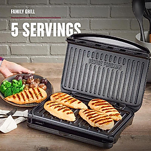 George Foreman 5-Serving Classic Plate Electric Indoor Grill and Panini Press - Black