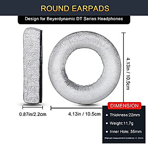 Replacement Ear Pads for DT770, DT880, DT990, Velour Earpads Compatible with Beyerdynamic DT 770 PRO, DT 880 PRO, DT 990 PRO Headphones (Silver)