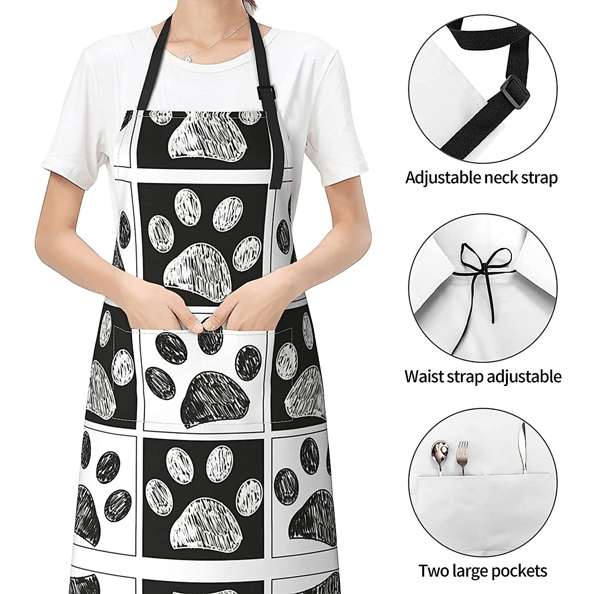 Waldeal Funny Cooking Kitchen Apron for Men Chef Women Dog Groomer With 2 Pockets