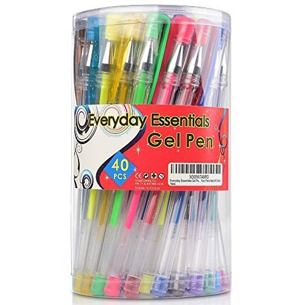 Everyday Essentials Gel Pens - Set of 40 Individual Colors with Barrel Case - Keep Your Pens Neat (40-Color)